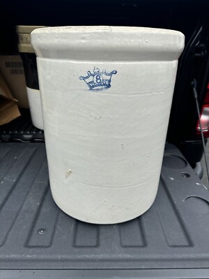 Antique Robinson Ransbottom Stoneware Blue Crown Pottery 5 Gallon Pot ...