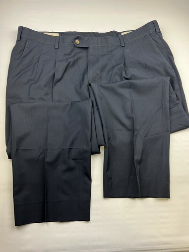 Sansabelt Men's Size 40R Dark Blue Dress Pants Pleated Front Career ...