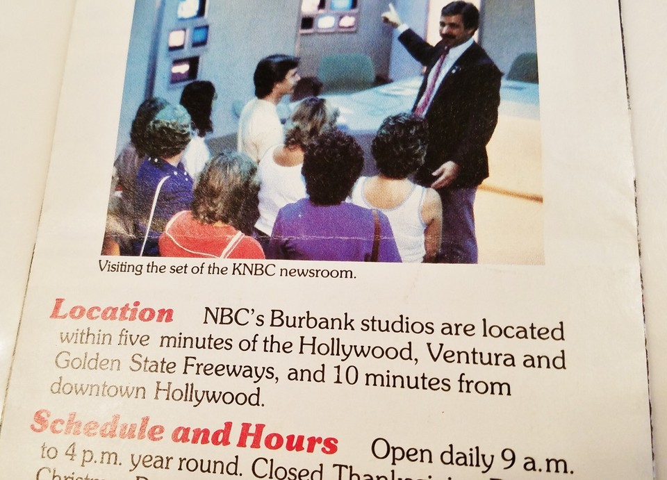 Vintage 1980's NBC TV Studio Burbank CA Tour Pamphlet | eBay