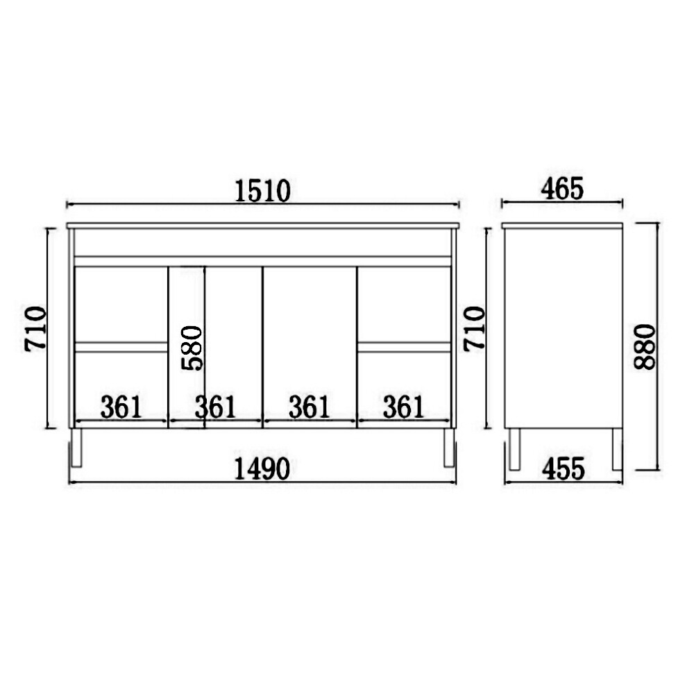 Local Made Vanity Notaio-Walnut-Ravine Free Standing with Legs Vanity ...