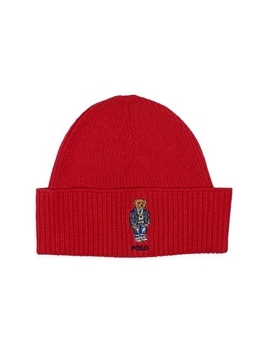 POLO Ralph Lauren Cricket Bear Red Starboard beanie knit HAT winter ...