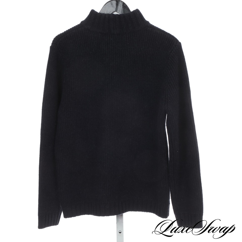 Steven Alan Dark Navy Blue Speckled Cashmere Blend Ribbed Turtleneck ...