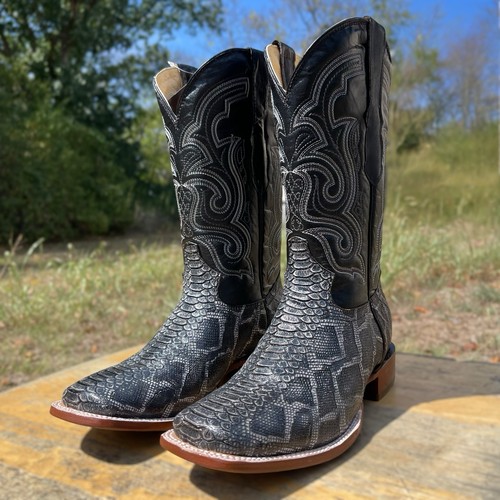 Men’s Python Snake Skin Cowboy Boots. Square Toe Western Boots. Bota ...