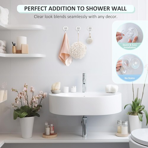 Clear Suction Cup Hooks Heavy Duty Reusable Storage Solution For Home ...