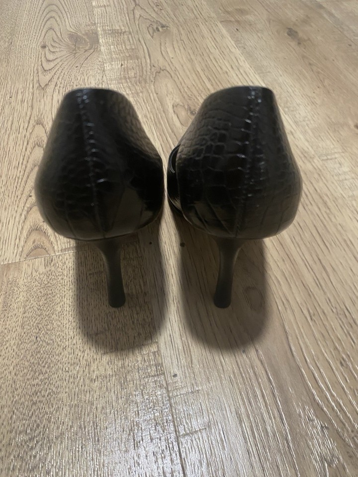 Cathy Jean Brazil Snake Skin Black Heels Size 7 Women | eBay