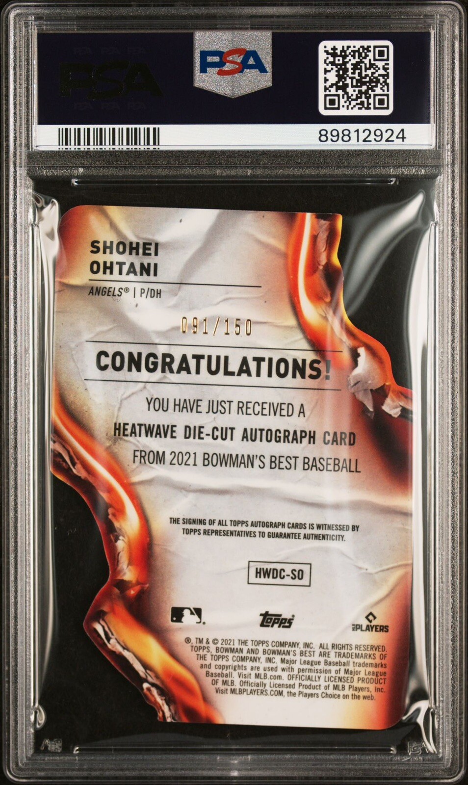 77072653 2021 Bowman's Best Shohei Ohtani Heatwave Die-Cut Auto 091/150 ...