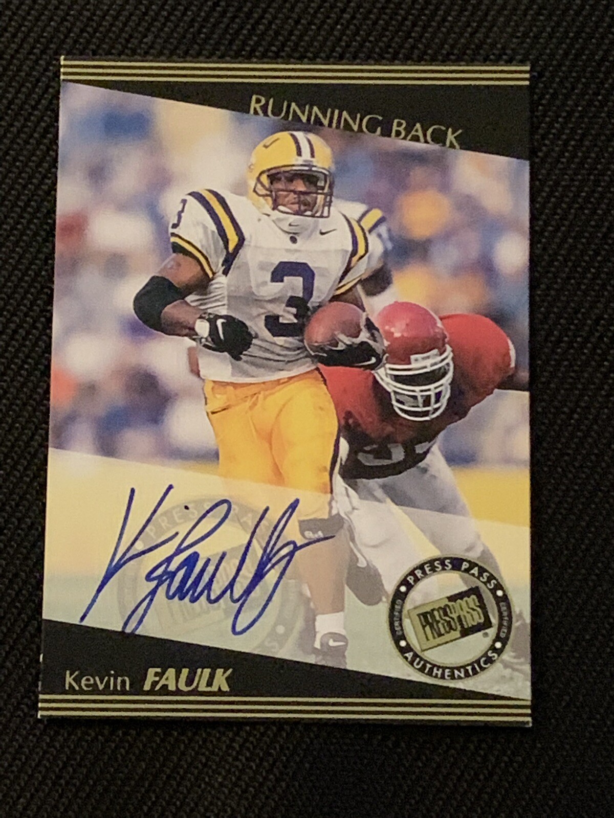 KEVIN FAULK 1999 PRESS PASS ROOKIE CERTIFIED SIGNED AUTOGRAPHED CARD ...