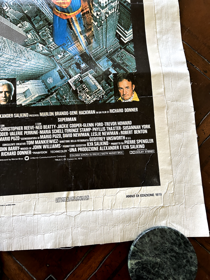SUPERMAN linen Italian locandina '79 hero Christopher Reeve, Gene ...