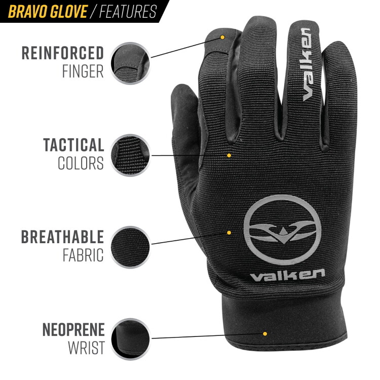 Valken Bravo Full Doigts Paintball Gants (Noir) | eBay UK