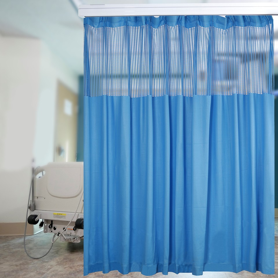 Hospital Privacy Cubicle Curtain w/ Mesh Top 12*8ft Clinic Room Divider ...
