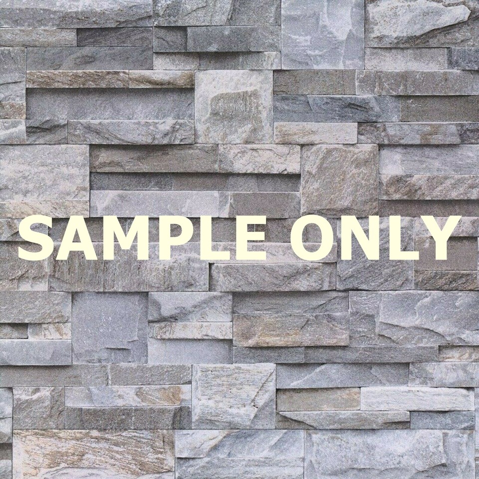 Light Grey Slate Tile Stone Wall Realistic 3D Effect Textured Wallpaper ...