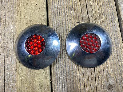 VINTAGE ANTIQUE BIKE BICYCLE HUB CAP WHEEL AXLE COVER RED REFLECTOR ...