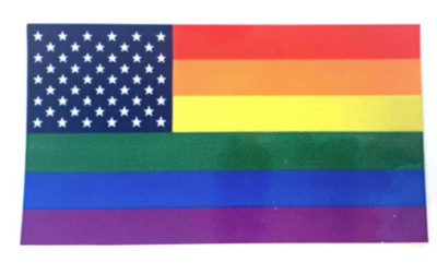 2 PACK RAINBOW PRIDE AMERICAN FLAG BUMPER STICKER 4 1/2" X 2 1/2" car ...