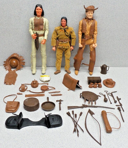 VINTAGE MARX INDAIN CHIFE JONNY WEST COWBOY LONE RANGER TONTO TOY LOT ...