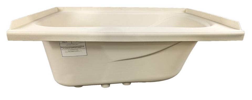 32" x 24" Parchment RV Bath Tub Left Drain Trailer Camper Wash Bath ...