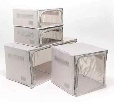 Periea Set of 4 Assorted Collapsible Storage Boxes Gray | eBay