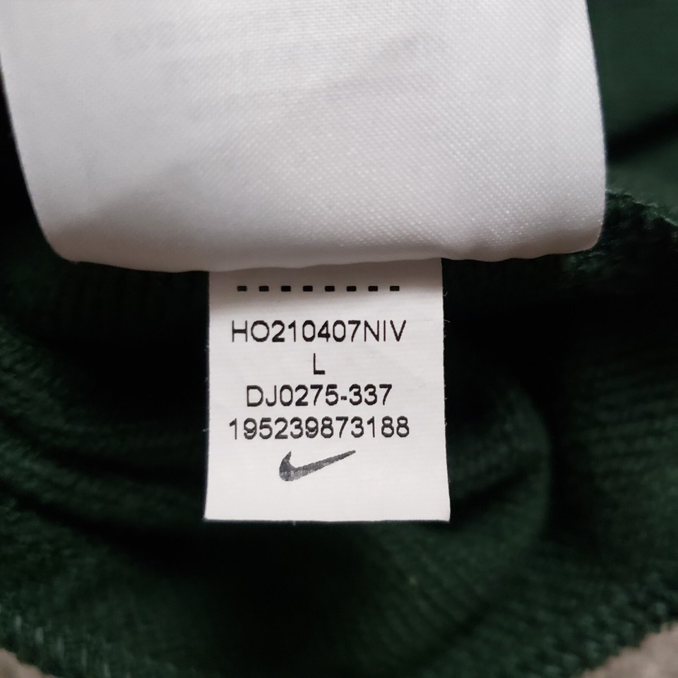 NIKE Hoodie Mens Large Green Center Swoosh Check Pullover Fleece ...