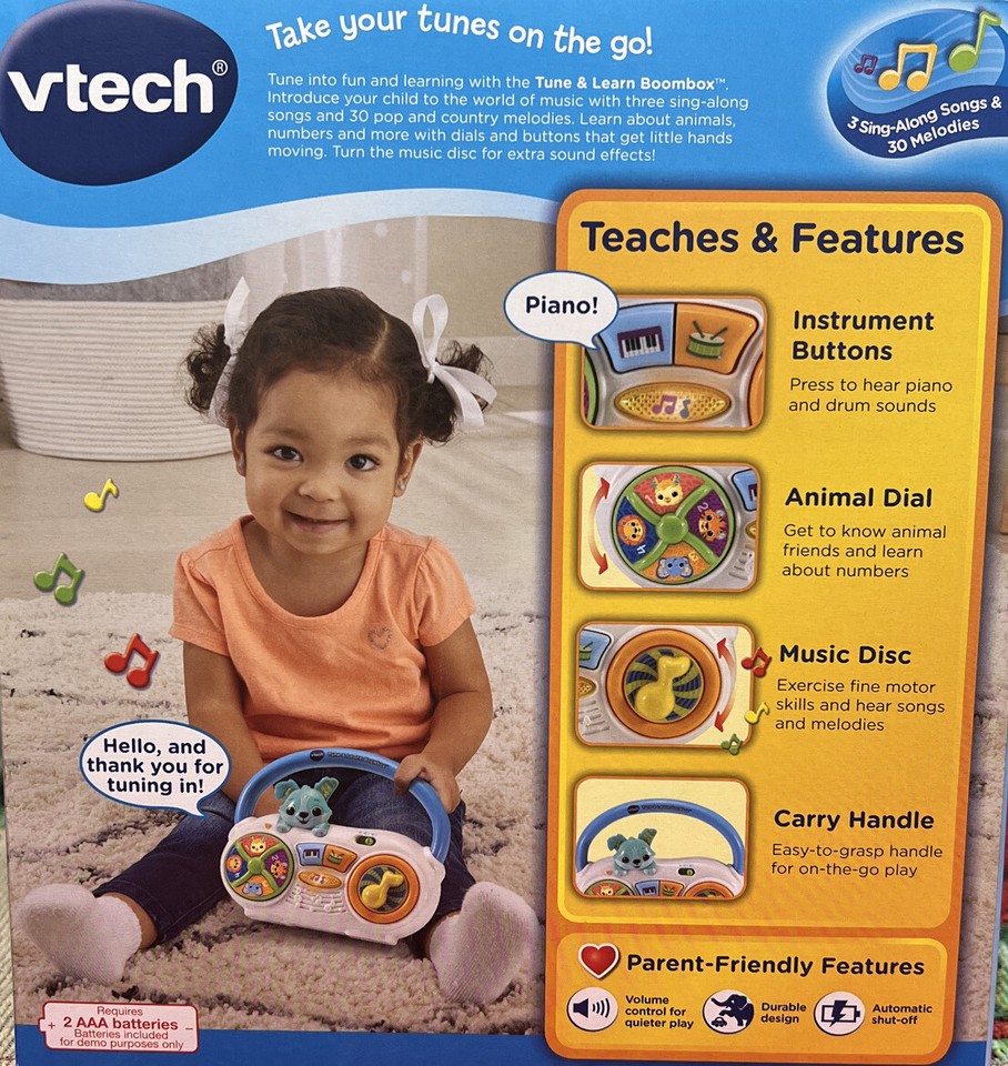 *VTECH Tune & Learn Boombox 6-36 Months 90+ Songs Sounds Phrases - NEW ...