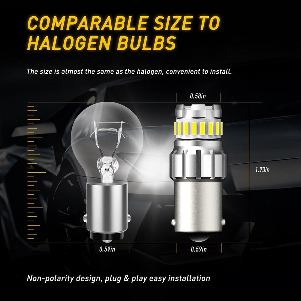 2x White Bulbs 1156 P21W Base BA15S Lamp Turn Signal Light Accessories ...