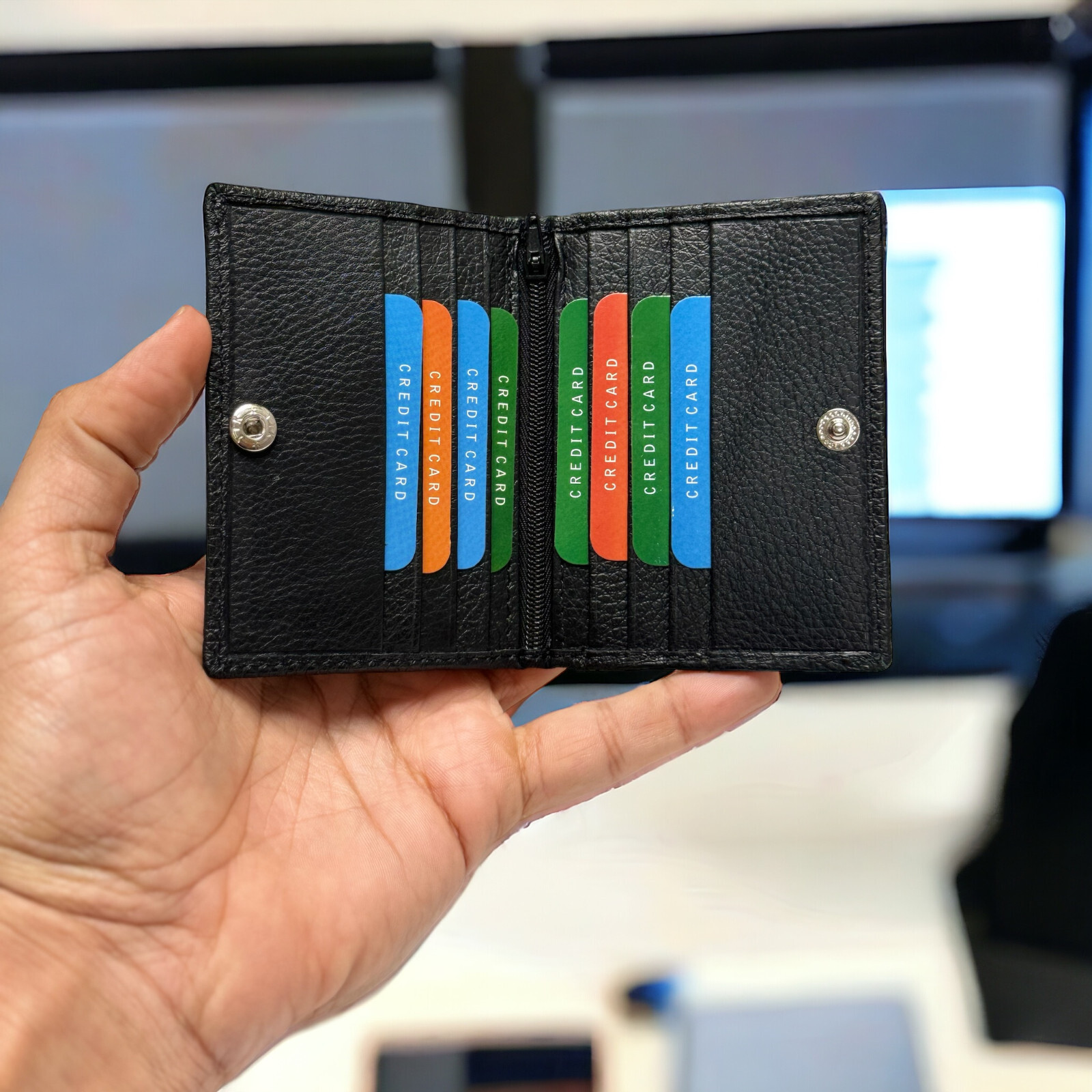 Slim Thin Mens Genuine Leather Bifold ID Window Wallet Credit Card ...