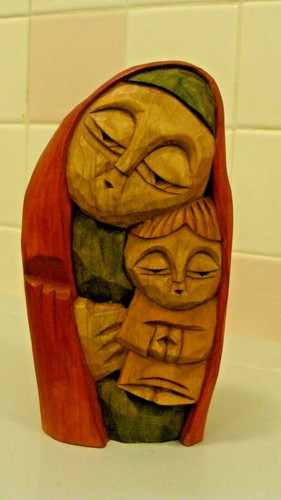 Vintage Wood Hand Made Mother with Child Figurine by Jerzy Chodorowski ...