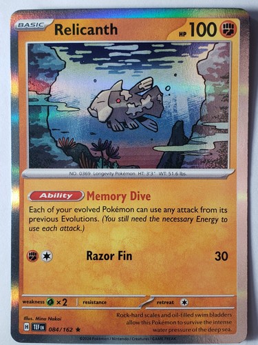 HOLO Relicanth 084/162 - B1G1F Temporal Forces Pokemon Card - Mina ...