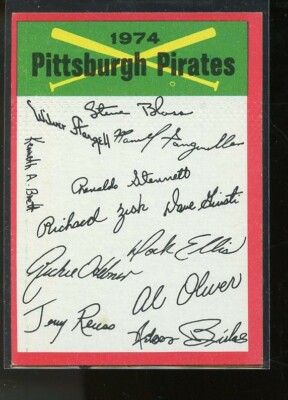 1974 TOPPS PIRATES TEAM CHECKLIST EXMINT E013633 | eBay