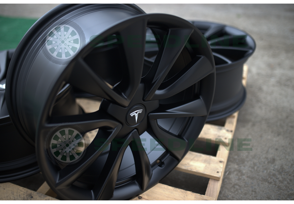 Tesla Model 3 Wheels SATIN BLACK 19" 19 INCH Rims Wheel Stiletto 2017 ...