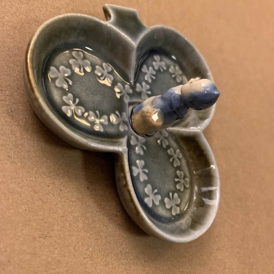 Wade Irish Porcelain Shamrock w/ Pixie Figural Jewelry Ring Trinket ...