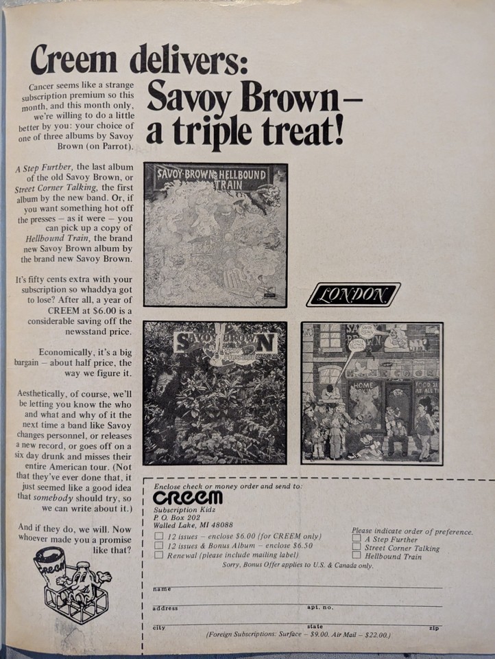 Creem Magazine June 1972 Black Sabbath, Chuck Berry,Creedence ...