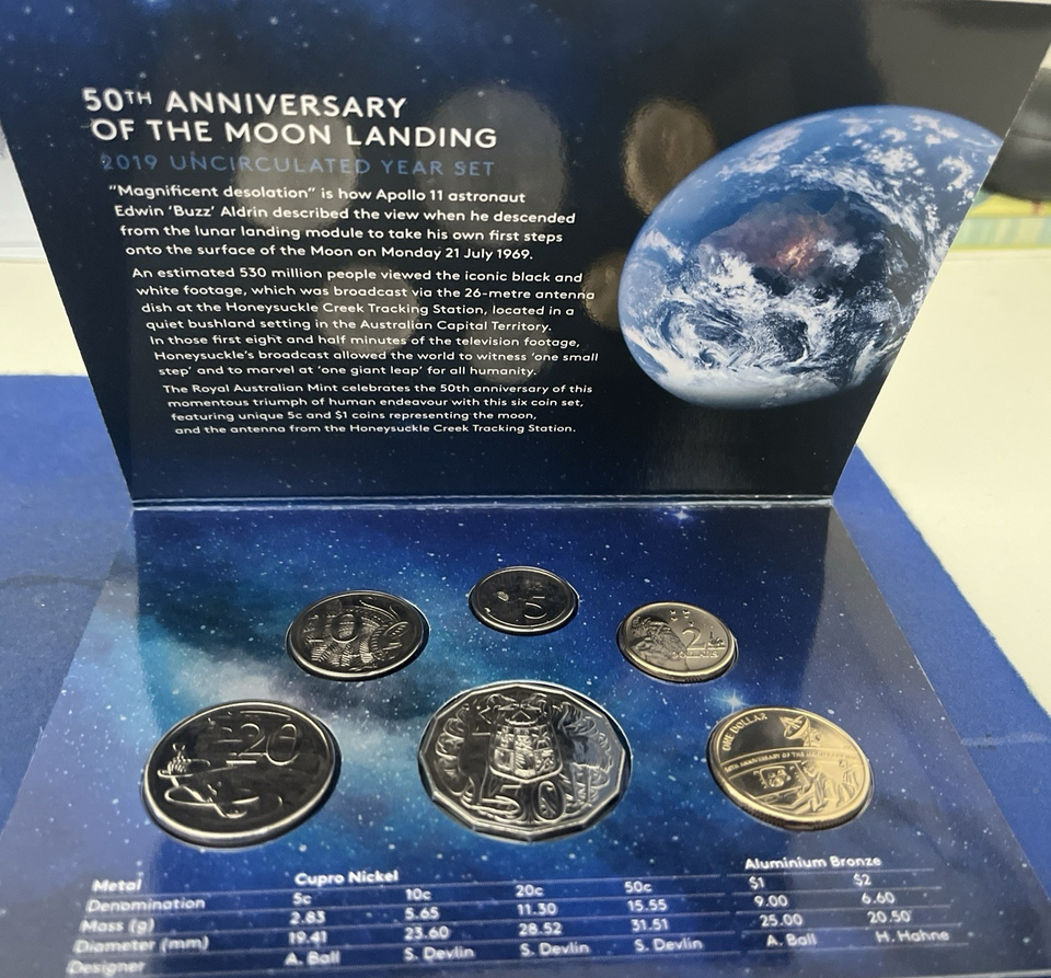 2019 6 coin set in Folder 50th.Anniversary of the Moon Landing | eBay ...