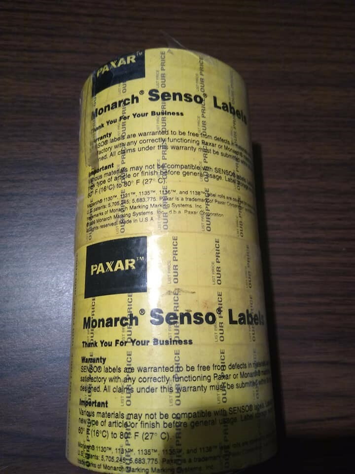 Monarch 1100 series Senso Labels yellow Reads- Our Price- with Ink ...