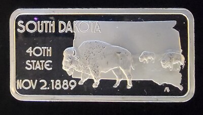 1975 South Dakota 40th State Hamilton Mint Bullion-999 Silver 1 Oz ...
