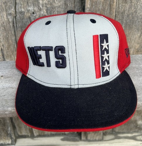 New Era ABA NETS Hardwood Classics Fitted Hat Blue Red Cap Size 7 1/2 ...