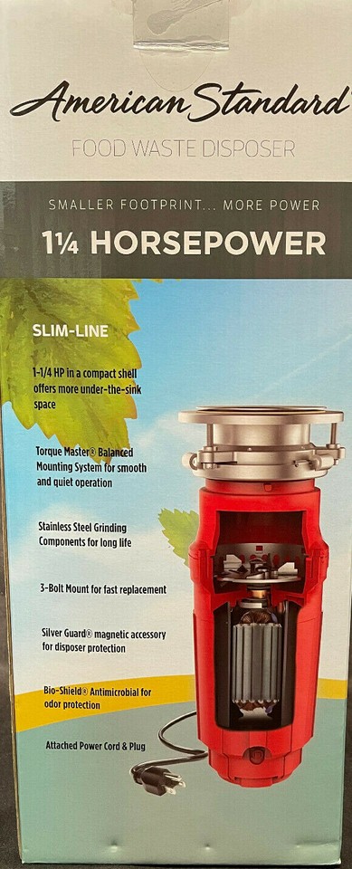 Slim Line 1.25HP Garbage Disposal Disposer American Standard Stainless ...