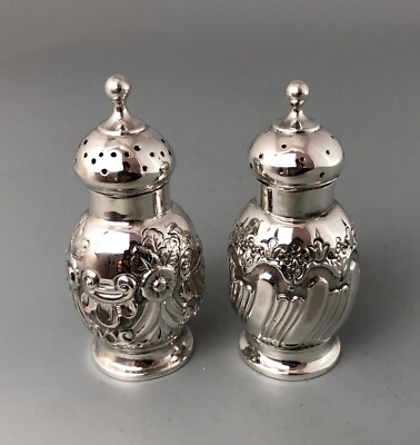 Victorian Chased Silver Pepperettes Plante & Co Birmingham 1894 77g ...