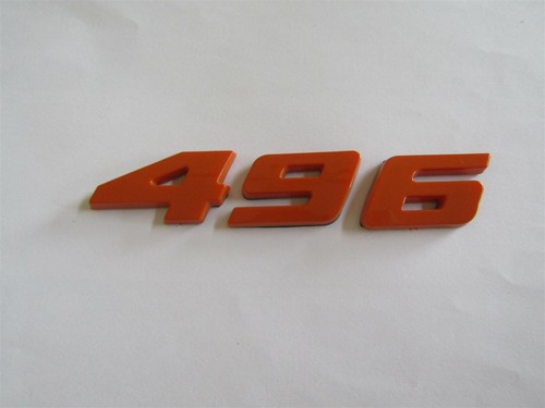 CHEVROLET 496 STROKER ENGINE ID FENDER HOOD SCOOP QUARTER EMBLEM ORANGE ...