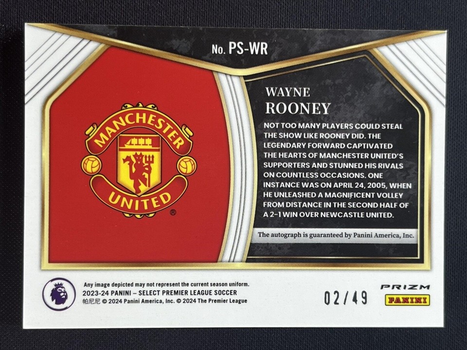 2023-24 Select Premier League Wayne Rooney Purple Pitchside Signatures ...