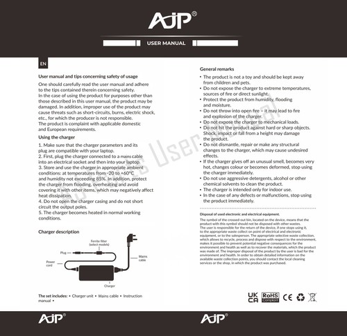 Compatible For ASUS X509JA-BQ Laptop 45W AC Adapter Charger Power ...