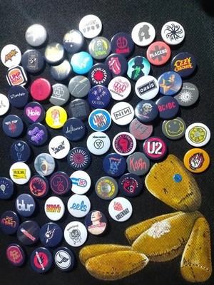 50 Rock/Metal band- Random Assortment Only - Hand Made Pin Badges | eBay UK