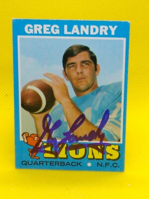 Greg Landry 1971 Topps #11 Authenticated AUTOGRAPH Detroit Lions UMass ...