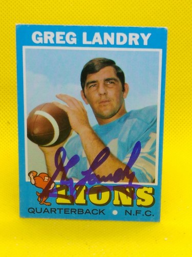 Greg Landry 1971 Topps #11 Authenticated AUTOGRAPH Detroit Lions UMass ...