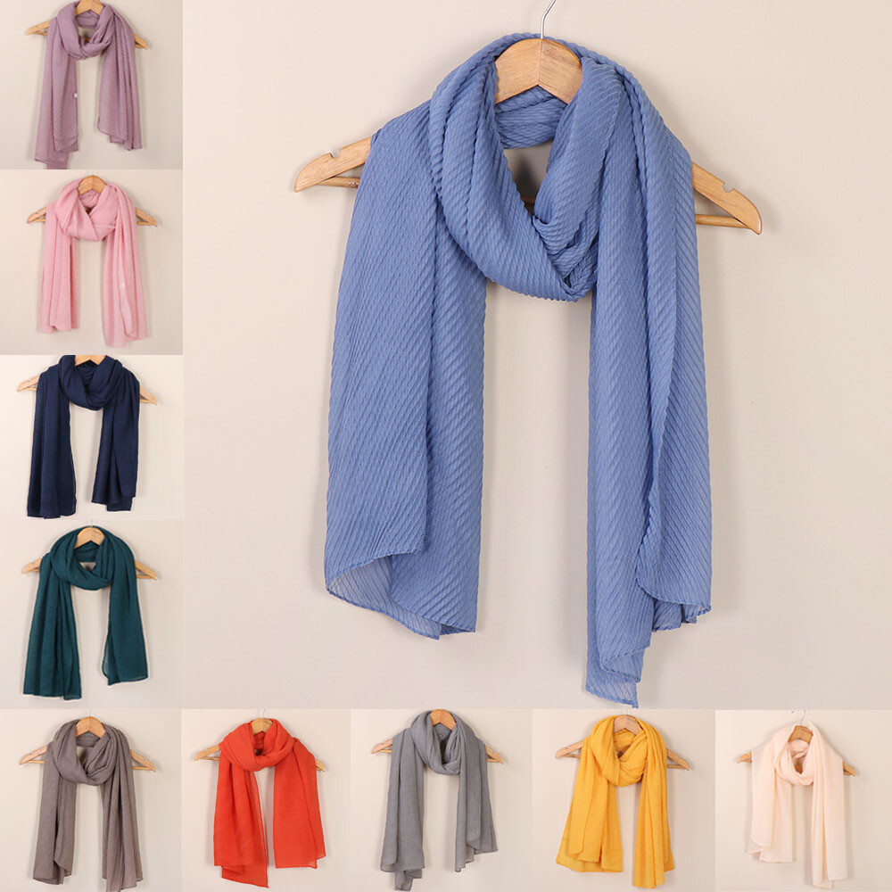 Muslim Women Hijab Long Scarf Shawl Islamic Wrap Headscarf Stoles Solid ...