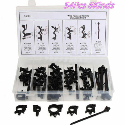 54pc Assortments Car Retainer Mould Harness Wire Loom Routing Wire ...