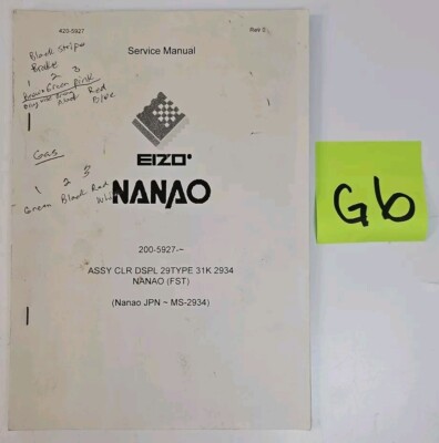 SEGA EIZO NANAO SERVICE MANUAL - ASSY CLR DSPL 29TYPE 31K 2934 NANO ...
