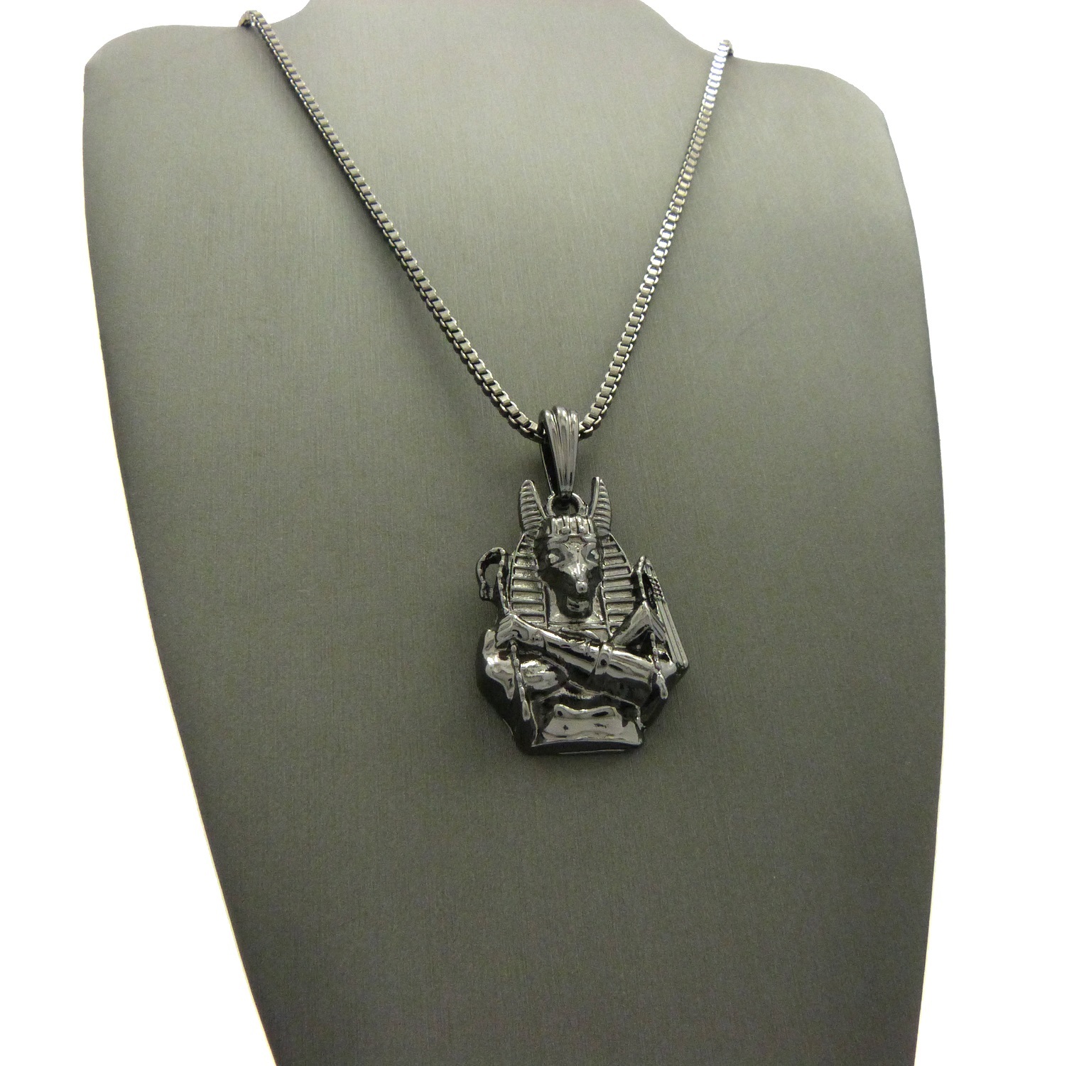 NEW EGYPTIAN ANUBIS PENDANT & 24" BOX CHAIN HIP HOP NECKLACE XSP520HE ...