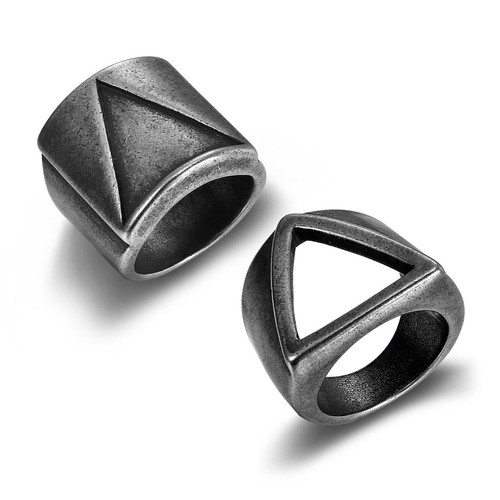 Vintage Hollow Triangle Signet Ring Stainless Steel Triangle Retro ...