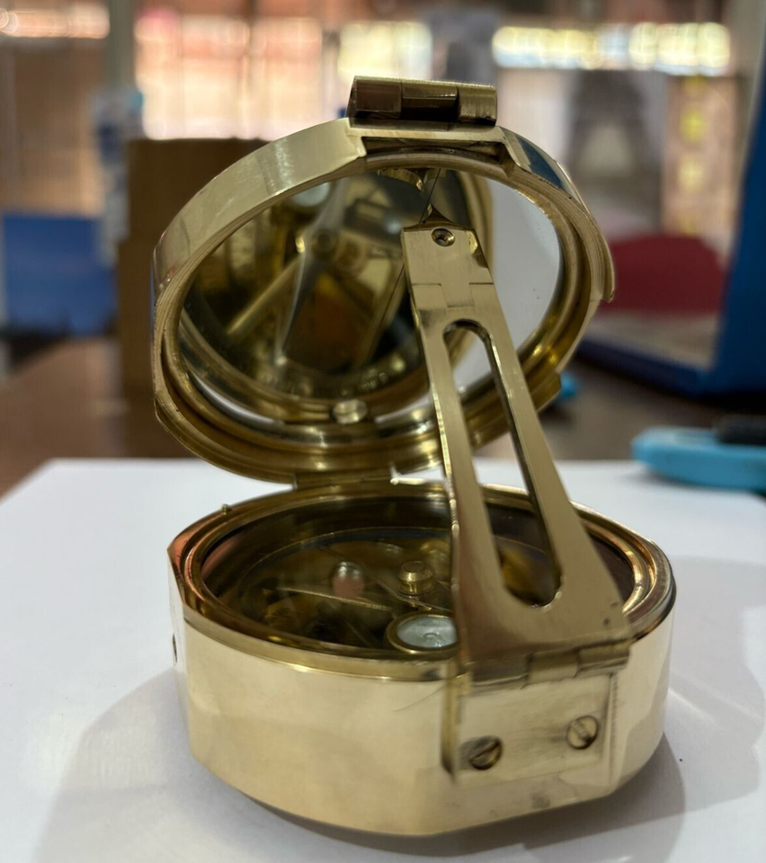 NAUTICAL BRASS BRUNTON SURVEY COMPASS LONDON MARITIME 3' BRUNTON ...