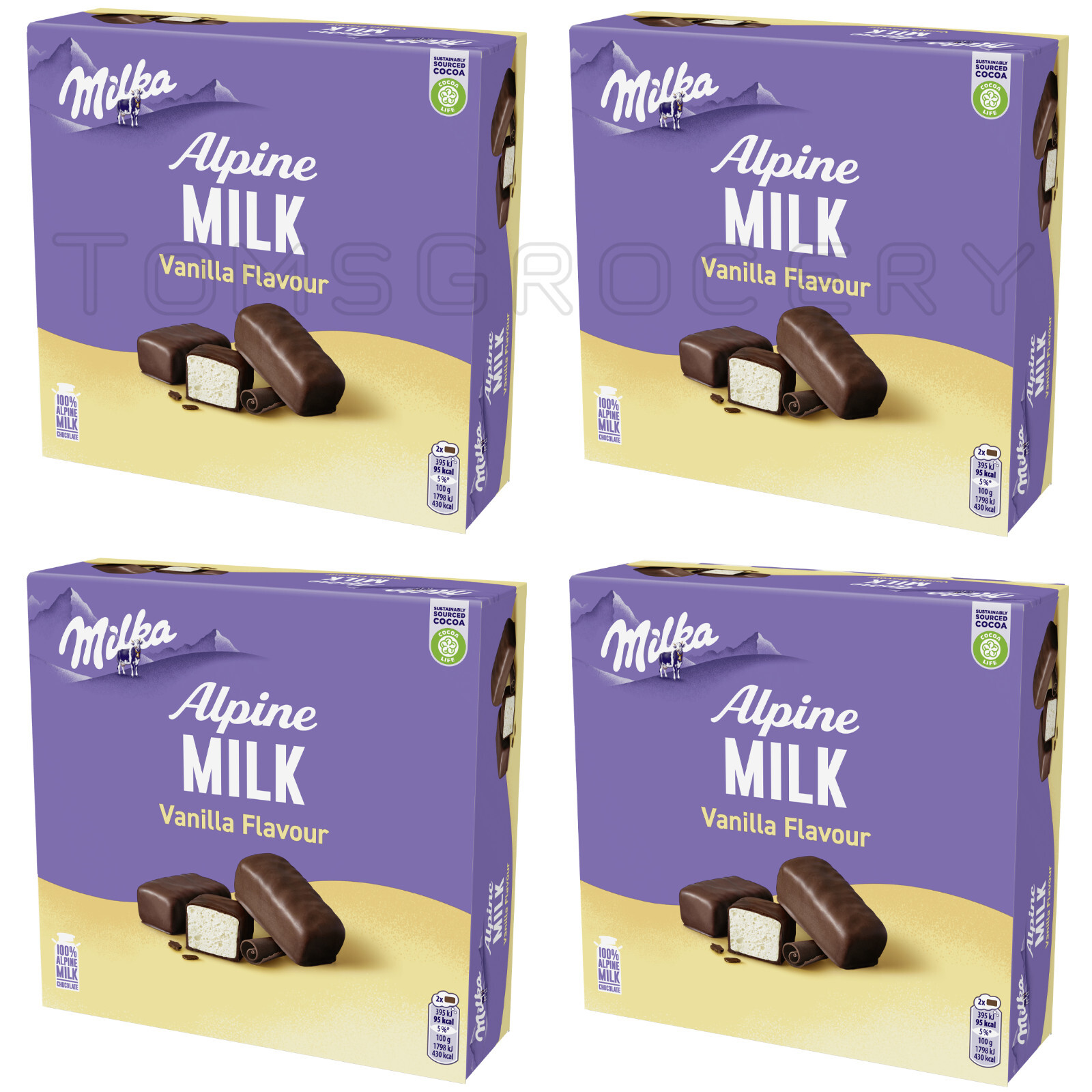 4 x MILKA ALPINE MILK Vanilla Flavor Chocolate Candies Marshmallows ...