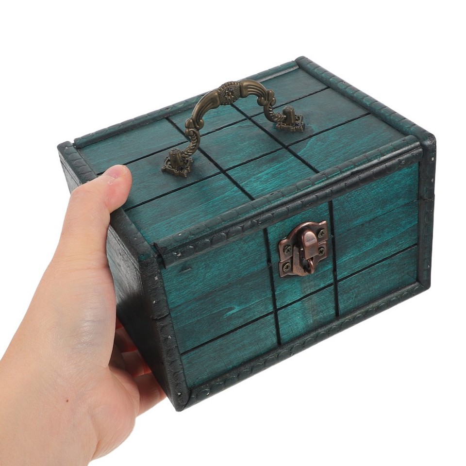 1 Set Vintage Wooden Treasure Chest with Lock - Decorative Storage and ...